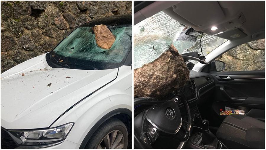 Versilia, crolla la collina di Casoli: auto travolta dai massi - Il Tirreno