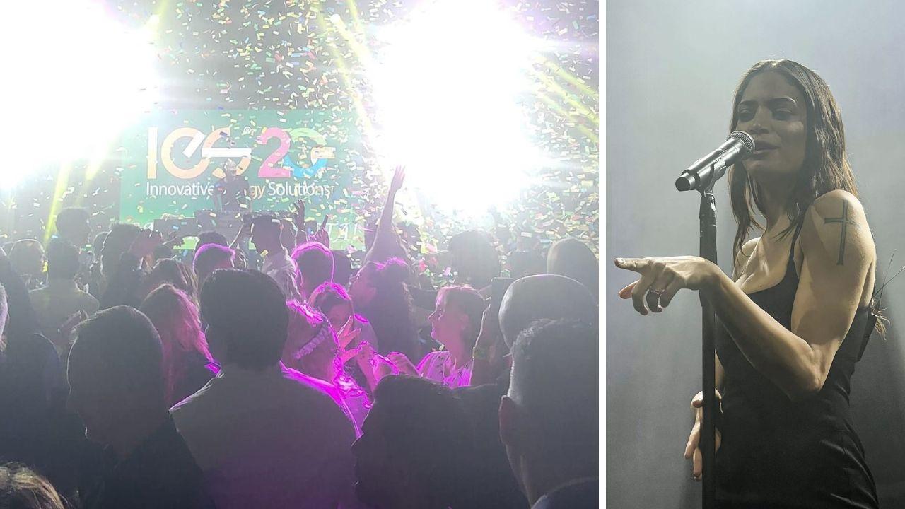 Elodie sul palco alla festa dei 20 anni dell'azienda Ies Solare di ...